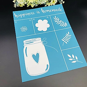 MANGOUSONG Screen Printing Kit,22x28cm Happiness is Homemade Mesh Screen Stencils Self-Adhesive Silk Screen Printing Stencil Canvas Bag Print Washable