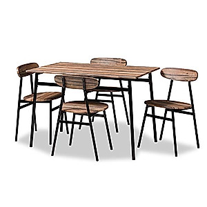 Baxton Studio Darcia 5 Piece Dining Set in Brown and Matte Black