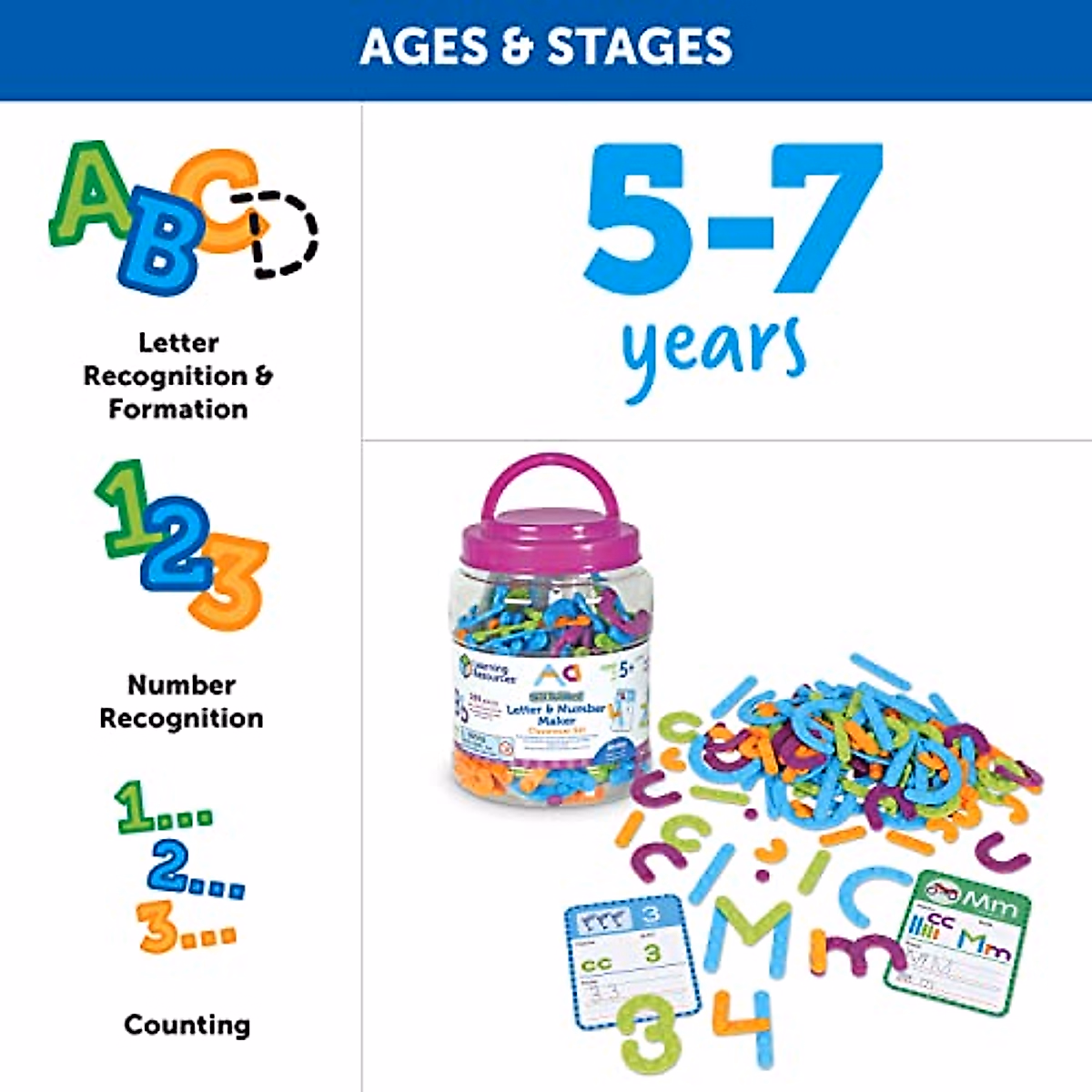 Learning Resources Skill Builders! Letter & Number Maker Classroom Set, 200 Pieces, Age 5+, Teacher Supplies, Learning Numbers Toys for School