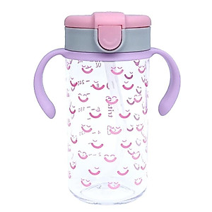 Evorie Tritan Toddler Sippy Cups 10 Oz Kids Water Bottle With Replacement Straw Bundle, Smiles