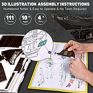 Fanbusa 3D LED Puzzle Ship Model Kits for Adults Kids to Build, Ship Building Kits Desk Decoration Sailboat, Large Model Pirate Ship Kits Watercraft Family Puzzle for Men Women Gifts