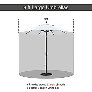California Umbrella 9' Round Aluminum Market Umbrella, Crank Lift, Collar Tilt, White Pole, White Olefin