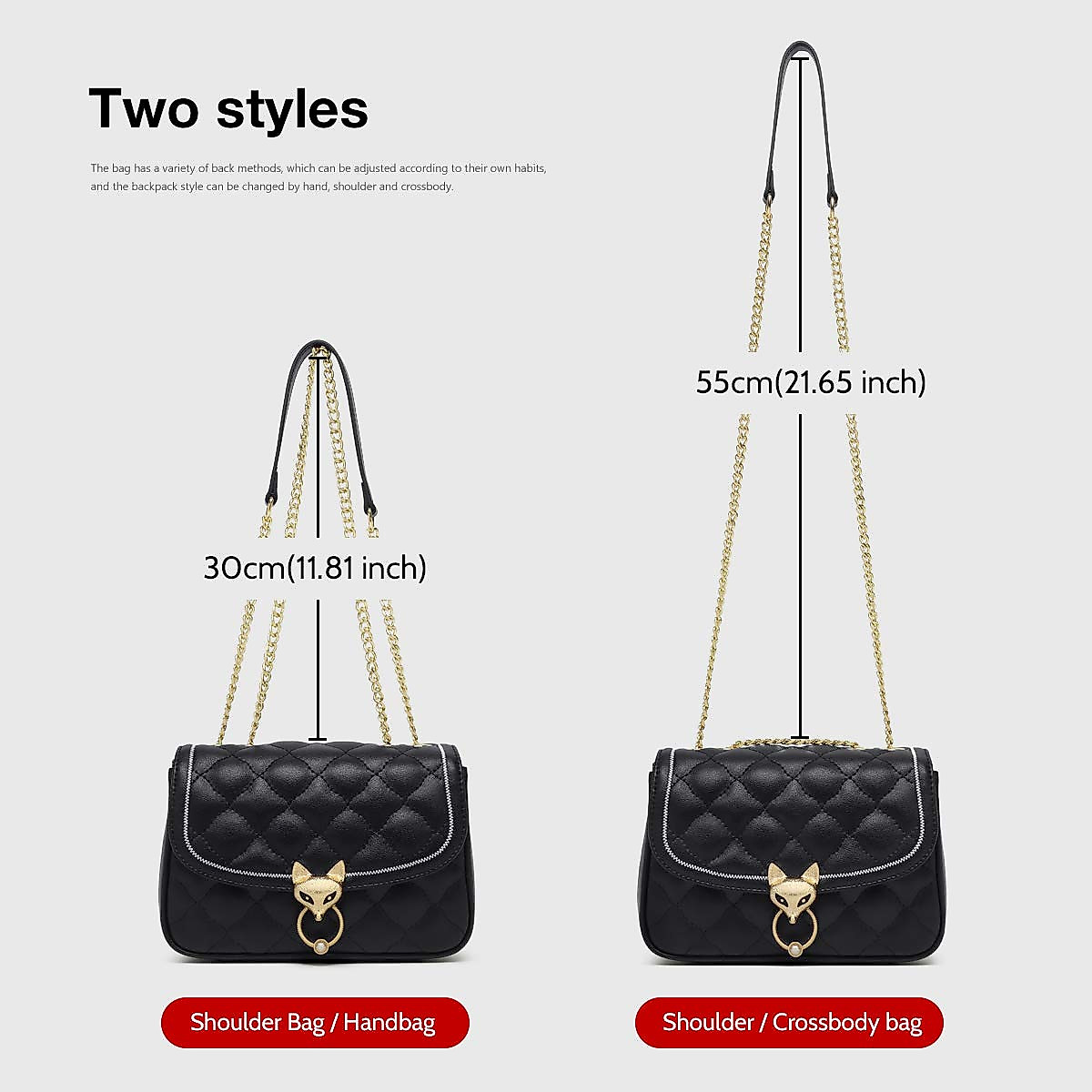 FOXER Small Crossbody Bags for Women, Split Cowhide Trendy Design Ladies Mini Cell Phone Purses with Metal Chain Strap Women's Quilted Shoulder Bags Girls Fashion Cross Body Purses (Black)