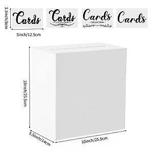 Lemicin White Acrylic Wedding Card Box, Large DIY Card Box Blank No Print for Wedding Reception, Graduation Party, Bridal Shower, Keepsake Party Favor, Cosmetic Home Decor (10 x10 x 5.5 Inch)