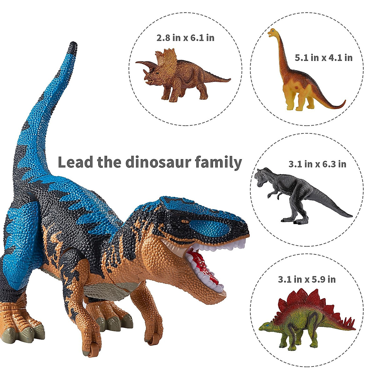 TEMI Large Dinosaur Toys for Kids Boys Toddlers 3 4 5 6 7 Years, Tyrannosaurus Dinosaur with Mist Spray, Light and Sound, Big Dinosaur Stored 4 Dinosaurs and 6 Small Dinosaurs Toys, Birthday Gifts