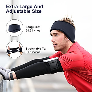Iwtmm 3PCS Ear Warmers Headband for Men Women Kids, Earmuffs Cover Winter Fleece Headbands for Running Athletic Cycling Daily Wear Yoga Skiing Riding Sports Fan, Black+Gray+Navy Blue
