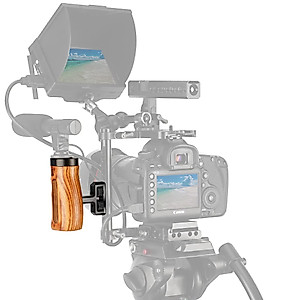 NICEYRIG Universal Side Wooden Handle Handgrip with Cold Shoe for DSLR Camera Cage