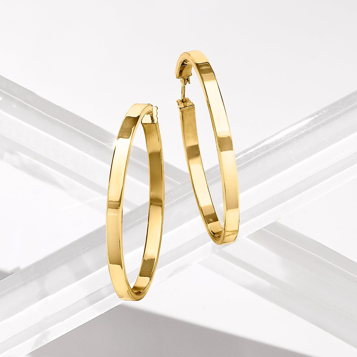Ross-Simons Italian 14kt Yellow Gold Squared-Edge Hoop Earrings