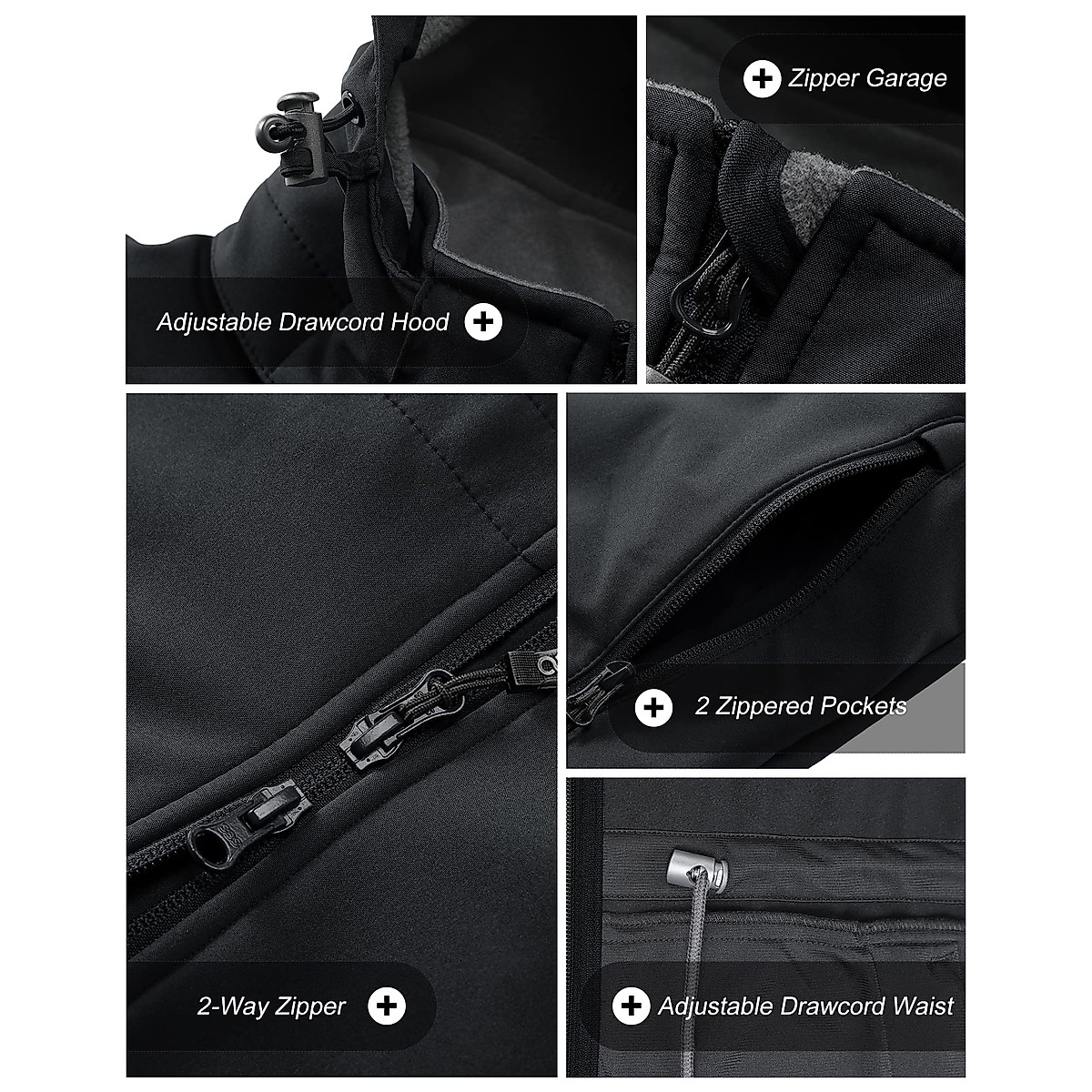 33,000ft Women's Waterproof Softshell Long Rain Jacket with Hood Fleece Lined Windproof Windbreaker