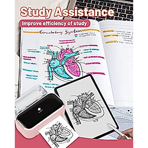 Phomemo M03 Portable Printer-2022 Bluetooth Portable Printer Photo Printer Wireless Portable Mobile Printer Thermal Printer Compatible with iOS + Android,Gift for Mom,Cute School Supplies-Pink