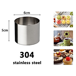 Cake Rings 6 Packs 2.4 x 2 inch Stainless Steel Nonstick Tart Ring Round Ring Molds Mousse Dessert Rings Tart Molds for Baking (6 x tall)