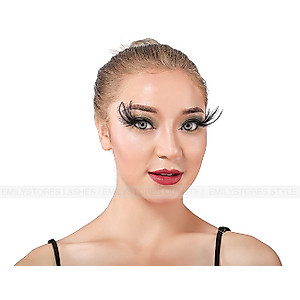 EMILYSTORES Black-Wing Faux-Feather Costume Eye Lashes For Halloween, Dramatic Eyelashes, Party Looking, 1 Pair