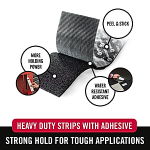 VELCRO Brand Industrial Strength Fasteners | Stick-On Adhesive | Professional Grade Heavy Duty Strength Holds up to 10 lbs on Smooth Surfaces | Indoor Outdoor Use | 4 x 2 inch Strips, 2 sets, Black