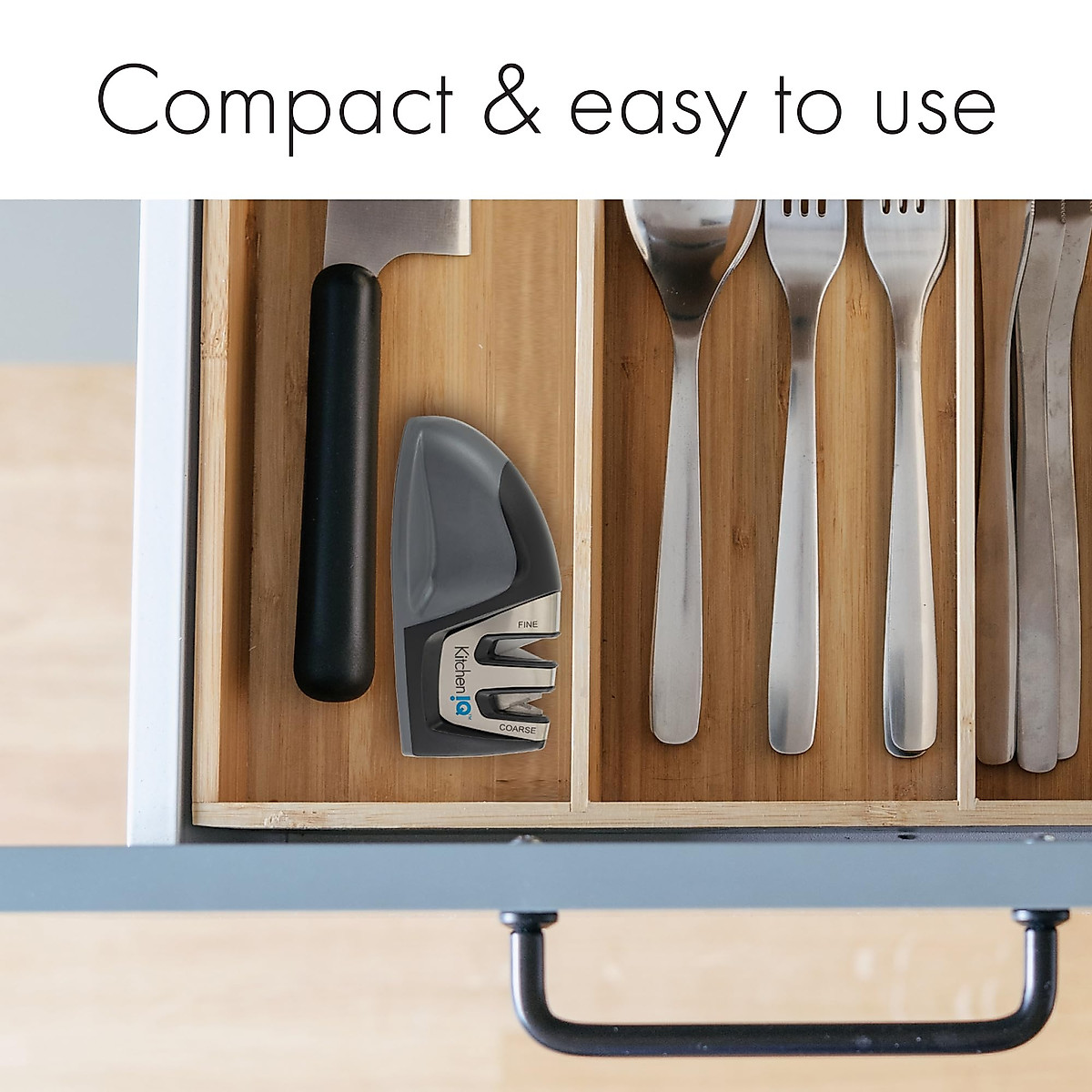 KitchenIQ 50009 Edge Grip 2-Stage Knife Sharpener, Black