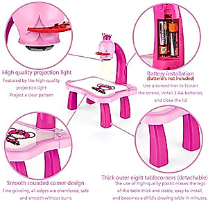 KETIEE Drawing Projector Table for Kids, Trace and Draw Projector Toy Set, Art Projector Painting Table Board Toy with Light & Music, Educational Drawing Toys for Toddler Boys Girls Age 3+ (Pink)