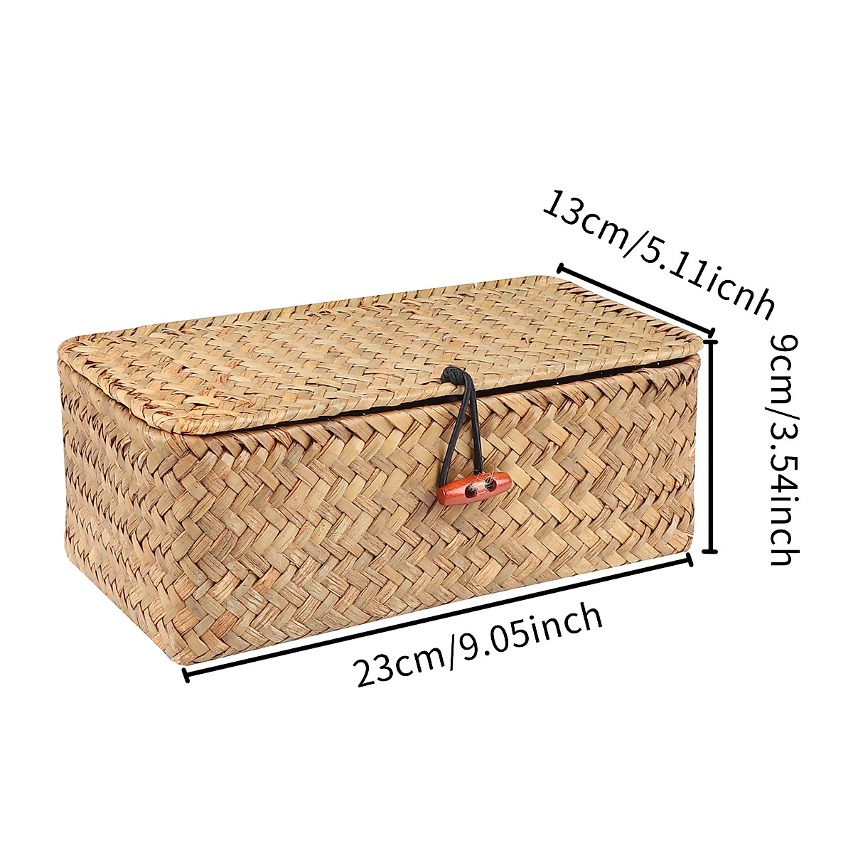 Moosky Wicker Shelf Baskets with Lid,Handwoven Seagrass Basket for Storage Basket Bins Rectangular Home Organizer Gift Boxes (Natural Small)