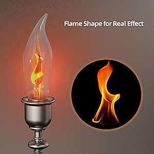 Hompavo Upgraded Flame Light Bulbs, E12 Chandelier Base Candle Flickering Fire Light Bulb for Halloween Christmas Party Porch Indoor & Outdoor Home Decoration - 12 Pack