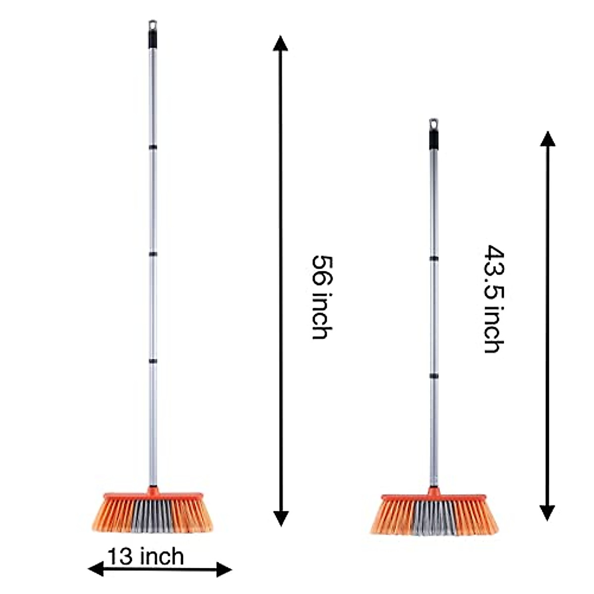 Broom Indoor Outdoor Angle Broom Household Heavy Duty Broom with Long Handle 56" for Floor Cleaning Great for Home Kitchen Garage Patio Garden Pet Hair