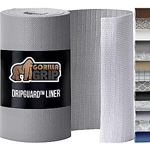 GORILLA GRIP DripGuard Drawer and Shelf Liner for Cabinet, Slip Resistant Non Adhesive Protection for Kitchen, BPA Free Smooth Surface Plastic Liners for Cabinets, Bathroom Drawers, 12x20, Gray