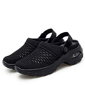 pearlzone Womens Water Shoes,Mesh Hiking Sandals Closed-Toe Beach Sandal Water Sandals for Sports Outdoor Pool Exercise (6,Black)