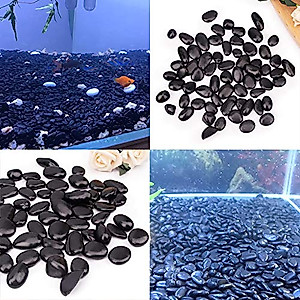 CFKJ 18 Pounds Black Pebbles Aquarium Gravel River Rock, Natural Polished Decorative Gravel,Garden Ornamental Pebbles Rocks,Black Decorative Stones,Black Pebbles, Decor Gravel for Landscaping (Black)