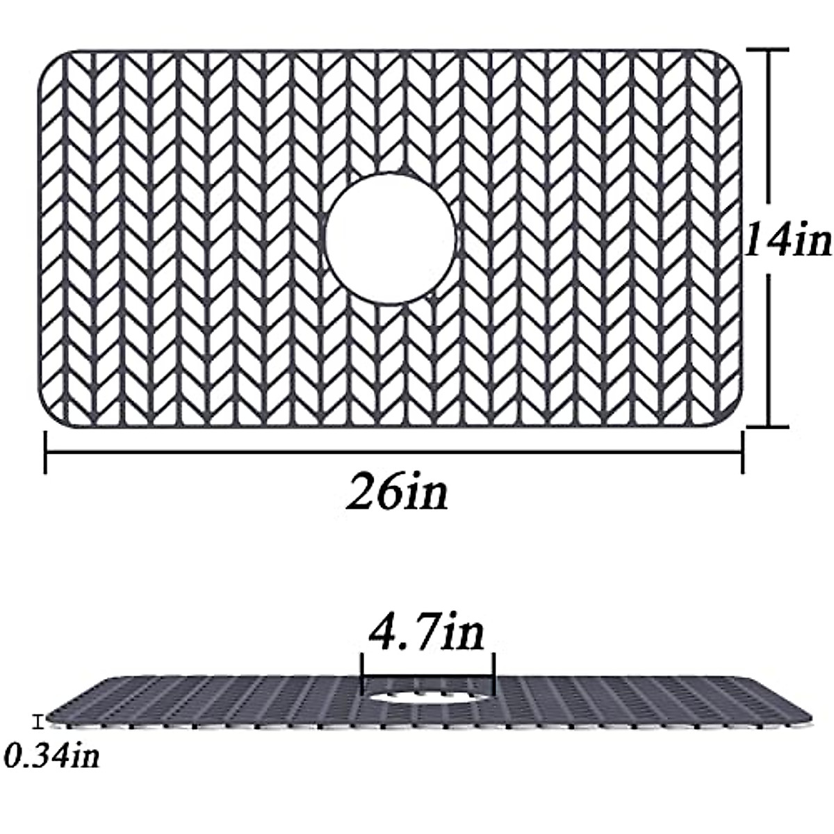 Kitchen-Sink-Protector - Guokller Silicone Sink-Protectors for Rear Drain Kitchen-Sink, Grid Accessory, Kitchen-Sink-Mats for Bottom of Farmhouse Stainless Steel Kitchen-Sink (26'' x 14'' (Center), 1)