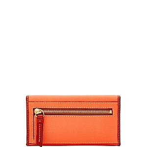 Dooney & Bourke Women's Continental Clutch in Pebble Grain Leather, Trifold Wallet with Multiple Card Holder, Red