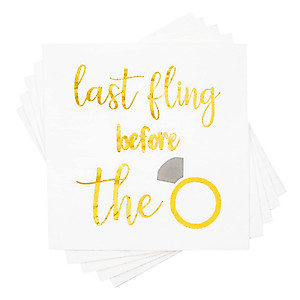 BLUE PANDA - 50 Pack Bachelorette Party Napkins, Last Fling Before the Ring Decorations (5 x 5 In)