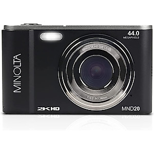Minolta MND20-BK 44 MP 2.7K Ultra HD Digital Camera, Black Bundle with Lexar 32GB UHS-I SDHC Memory Card, Deco Photo Point and Shoot Camera Case and Deco Photo Microfiber Cleaning Cloth