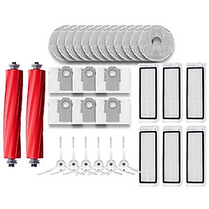 HUAYUWA Vacuum Accessories Set Compatible for Roborock Q Revo Self-Cleaning Sweeping Robot Vacuum Cleaner P10 Replacement Parts, 2 Roller Brushes + 6 Side Brushes + 6 Filters + 6 Dust Bags + 12 Rags