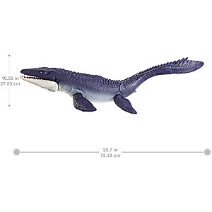 Mattel Jurassic World Dominion Ocean Protector Mosasaurus Dinosaur Action Figure from 1 Pound of Recycled Plastic, Movable Joints, Toy Gift with Physical and Digital Play