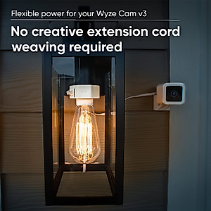 WYZE Cam v3 with Color Night Vision, Wired 1080p HD Indoor/Outdoor Video Security Camera, 2-Way Audio Lamp Socket Power Adapter Cam v3