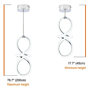 MAYNA Modern LED Pendant Lights Kitchen Island, Chrome Chandelier, 22W Adjustable Height Hanging Light Fixture for Kitchen Dining Room Bedroom Cafe Table, 1 Pack