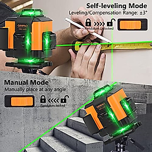 OMMO Laser Level, 16 Lines Green Laser Level Self Leveling Tool, 150ft Cross Line Laser Beam Tool, Two Vertical and Two Horizontal Lines with Wall Bracket/Remote Controller (16 Lines)
