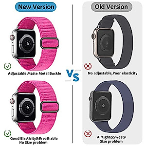Greatfine Stretchy Solo Loop Strap Compatible with Apple Watch Band 38mm 40mm 41mm,Elastic Nylon Braided Band&Adjustable Buckle Women Men Sport Strap for iWatch Series 8 7 6 5 4 3 2 1 SE Ultra,H Pink
