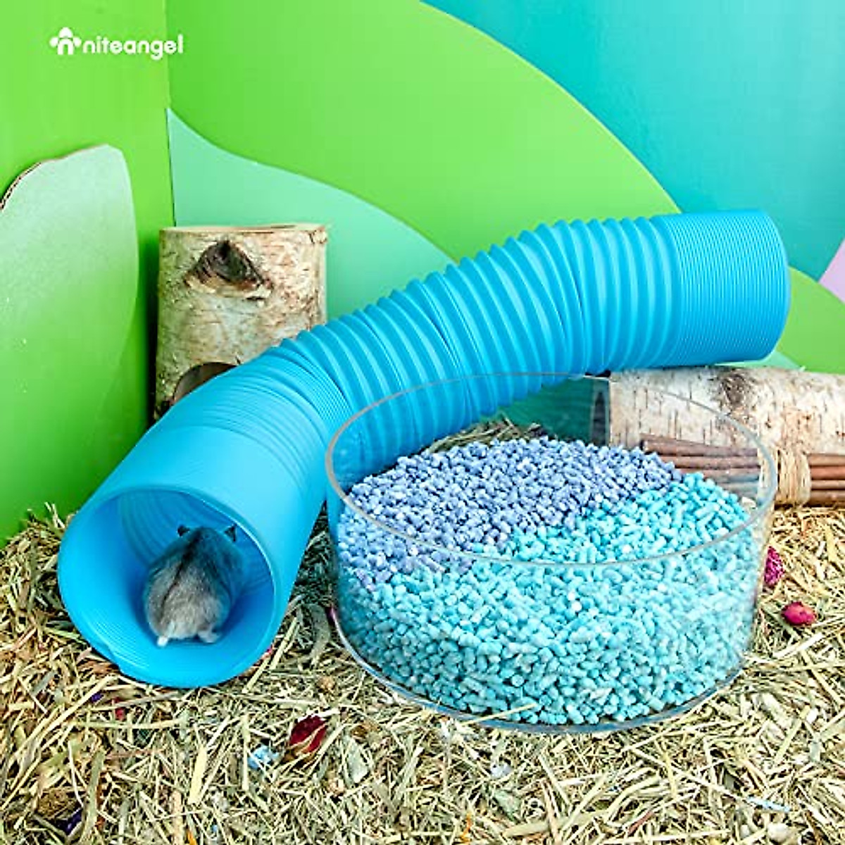 Niteangel Small Pet Fun Tunnel, 39 x 4 inches - Fit Adult Ferrets and Rats (Blue)