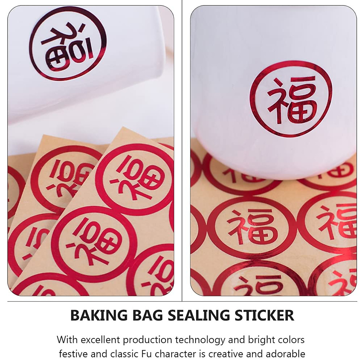 25 Sheets Sticker Chinese Stationary Candy Holiday Labels Bag Wrapping Labels Spring Festival Cookie Cookie Decorating New Year Sealing Decal China Pouch