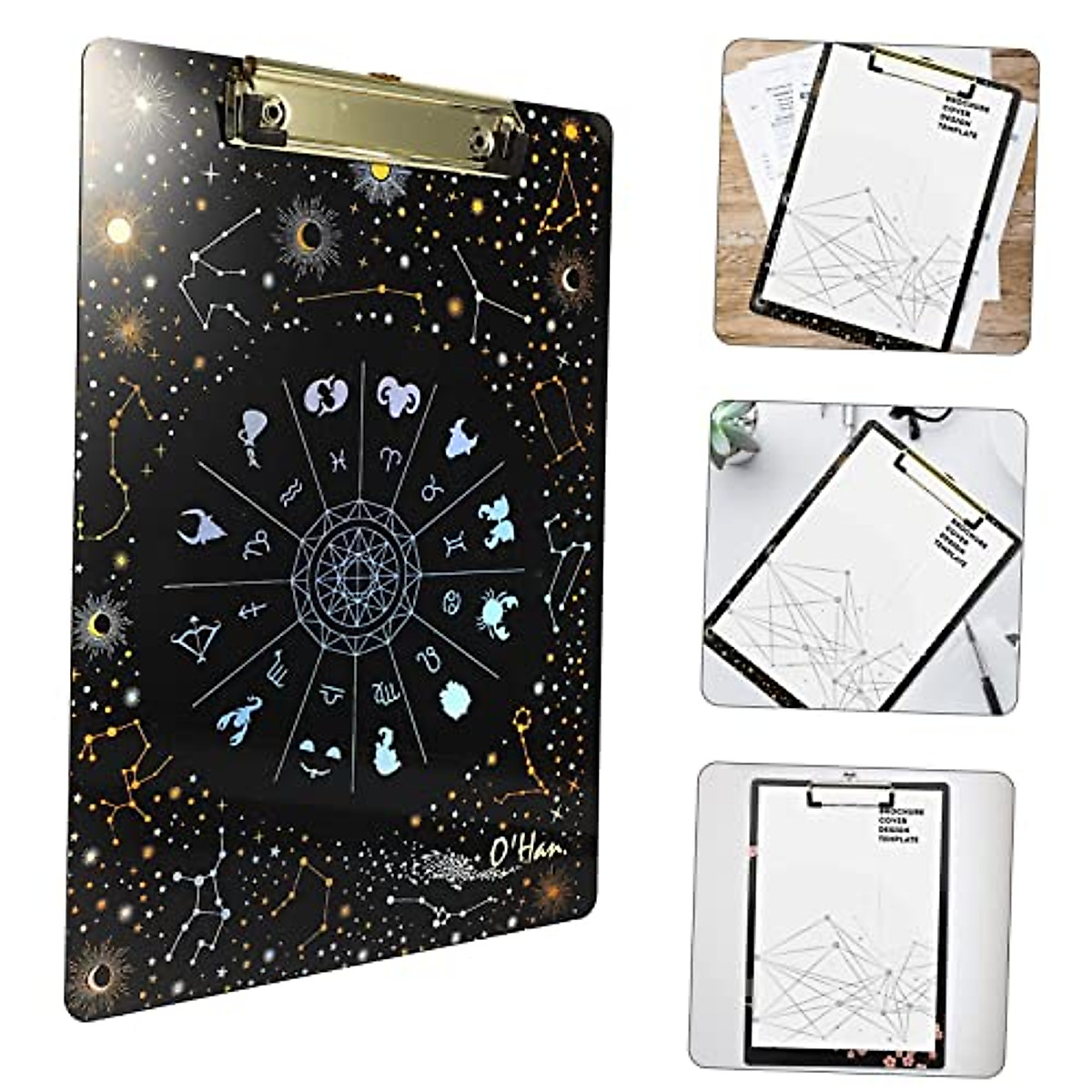 NUOBESTY Plastic Folders 2pcs Storage Teacher Convenient Clip Holder Pattern Portable Exam Low Practical Fashion Writing Conference Size Paper for Clipboards Board Profile Clipboard