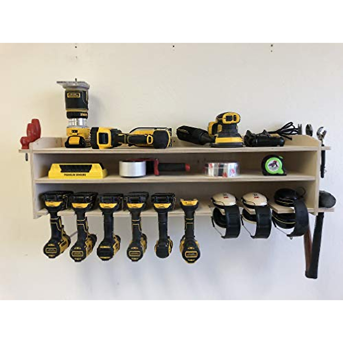 Steve's Rack Shack | Power Tool Storage Tool Holder Wall Mounted Drill Organizer for Garage and Workshop (10 Space Drill Rack)