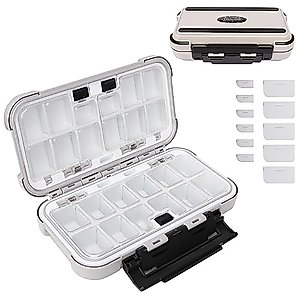 TRUSCEND Fishing Tackle Box Organizer and Storage, Waterproof Plastic Ice Fishing Lure Box, Small Bulk Saltwater Fishing Tackle Box Container for snacks with Adjustable Dividers, Fishing Gifts for Man