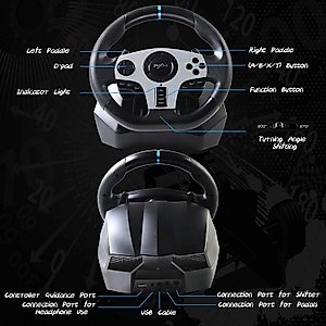 PXN V9 Game Racing Wheels,270°/900°PC Steering Whee With Pedals and Shifter,Support Vibration and Headset Function,for PC Xbox One, Xbox Series S/X,PS4, PS3,Switch
