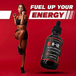 VITBOOST Vegan Liquid B-12 Drops – 60 x 5000 mcg Extra Strength Raspberry Flavored Vitamin B12 Liquid Methylcobalamin sublingual Supplement | Designed to Maximize Absorption & Energy | Gluten Free