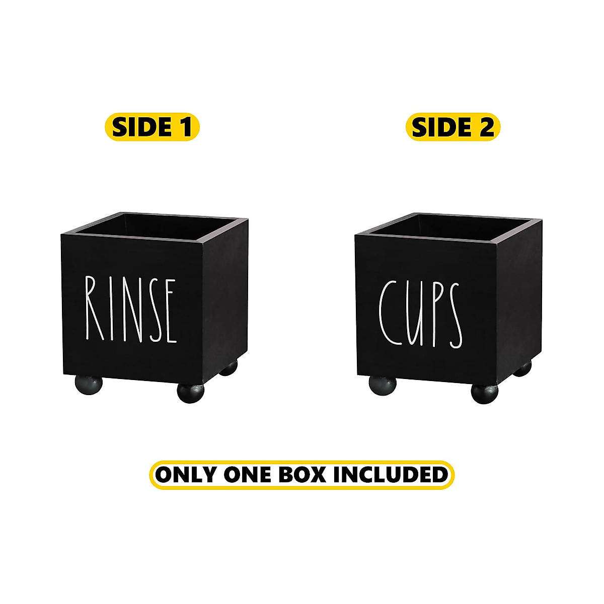 Bathroom Cup Dispenser, Farmhouse Dixie Cup Holder, 3 oz 5 oz Paper Mouthwash Cup Storage Box, Wooden Disposable Cup Caddy, Water Dispenser Cup Holder for Counter top (Black)