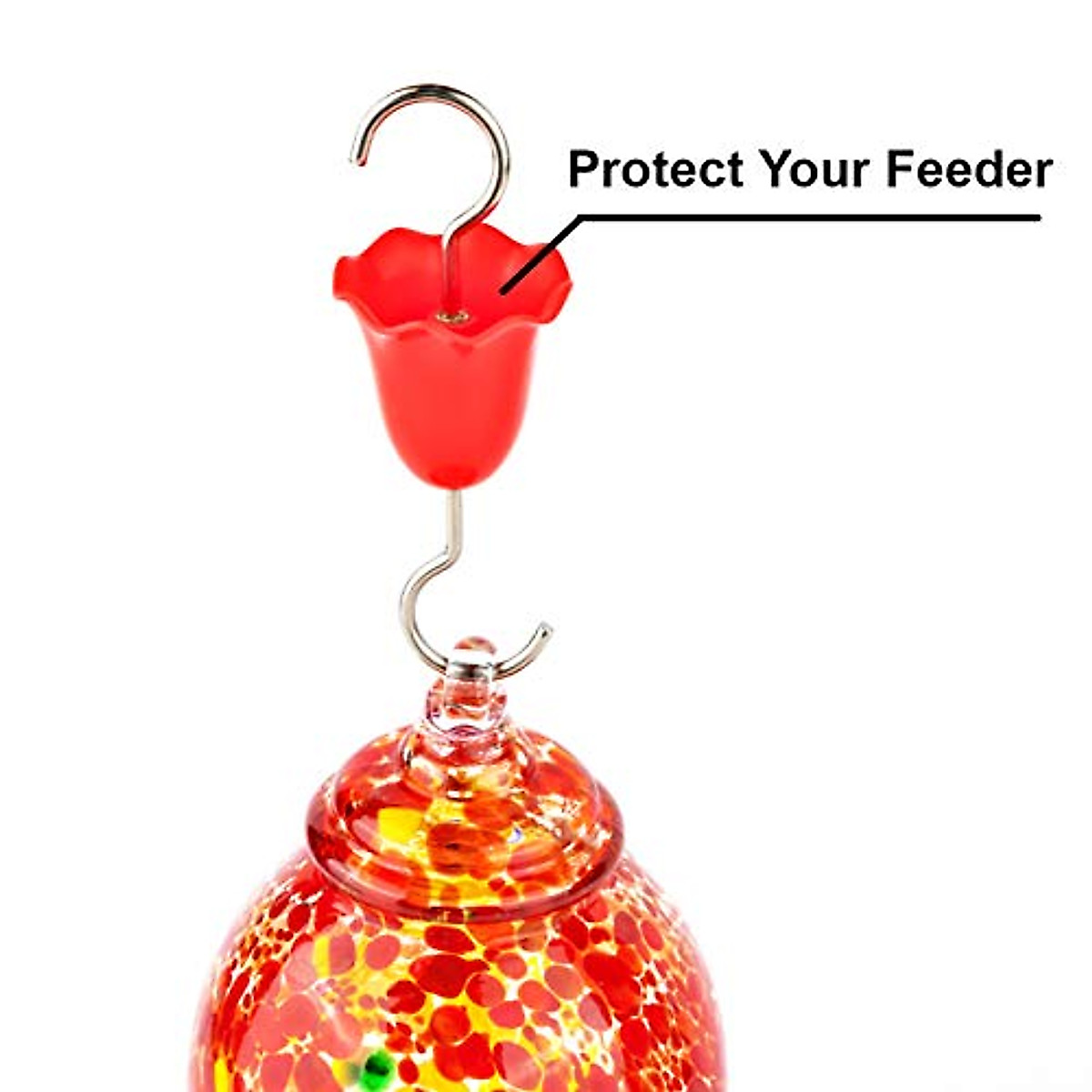 WOSIBO 8 Pack Ant Moat Guard for Hummingbird Feeders, Metal Hummingbird Feeders Accessory Hooks 4 Pack with 4 Clean Brushes Red