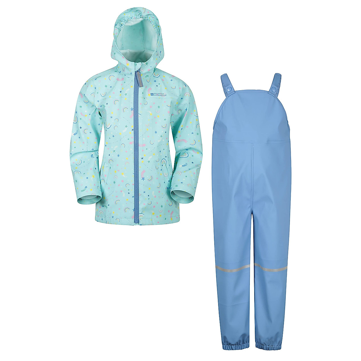 Mountain Warehouse Kids Raindrop Waterproof Rain Jacket & Pants Set Teal 3T-4T