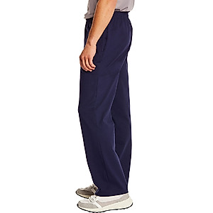 Hanes Essentials Sweatpants, Men’s Cotton Jersey Pants with Pockets, 33”, Navy, X-Large