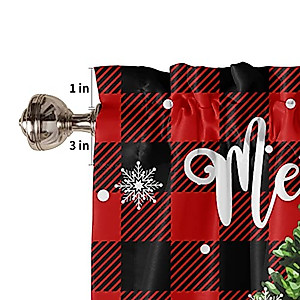 Xmas Tree Curtains Valance for Bedroom Living Room, Christmas Snowman Window Curtains & Drapes Rod Pocket Snowflake Winter Snowy Valances for Kitchen Window Curtains Over Sink 54 x 18in,1 Panel