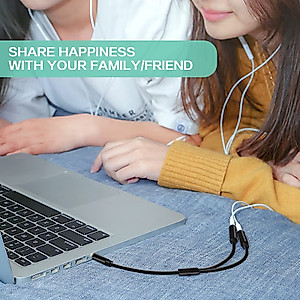 Guamar Audio Splitter for Headphones/Mic (2 Pack),USB C to 3.5mm Audio Jack Adapter,Headset 3.5mm Y Cable Dual Earphone Jack Aux Stereo Cord for 2 TRRS Microphones to PC,Phone,Tablet,Laptop