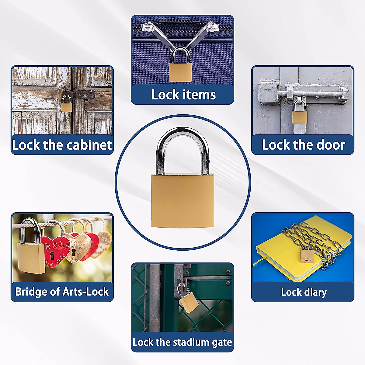 Lock 32mm, 2 Pcs Padlocks, Small Padlock with Keys (keyed Alike), Lock with Key Padlock for Travel Bags, Gym Locker Padlocks, Keyed Padlocks (Yellow)