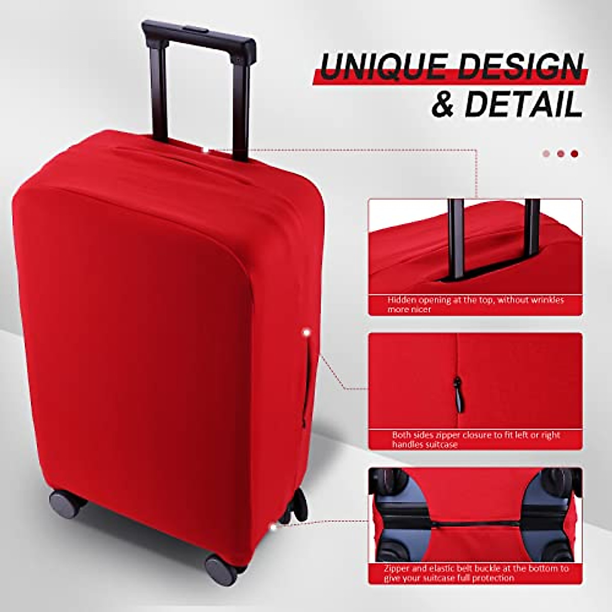 RainVillage Travel Luggage Cover Suitcase Protector Scratch-Resistant Fit 19-31 Inch Suitcase, Not Included Suitcase (Red, S(19-21 inch))
